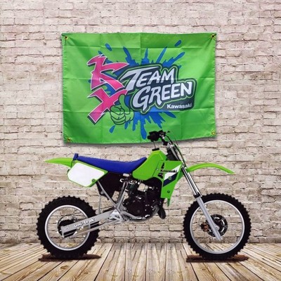 3ft x 5ft Retro Supercross Motocross Team Green Kawasaki KX KDX | eBay