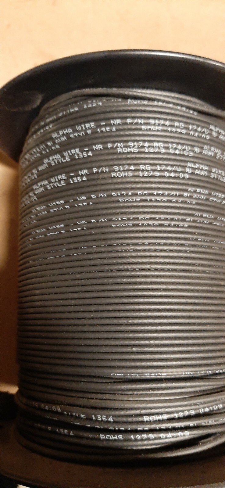 Alpha Wire 9174 Coaxial Cable Black 26 AWG 1000 FT for sale online | eBay