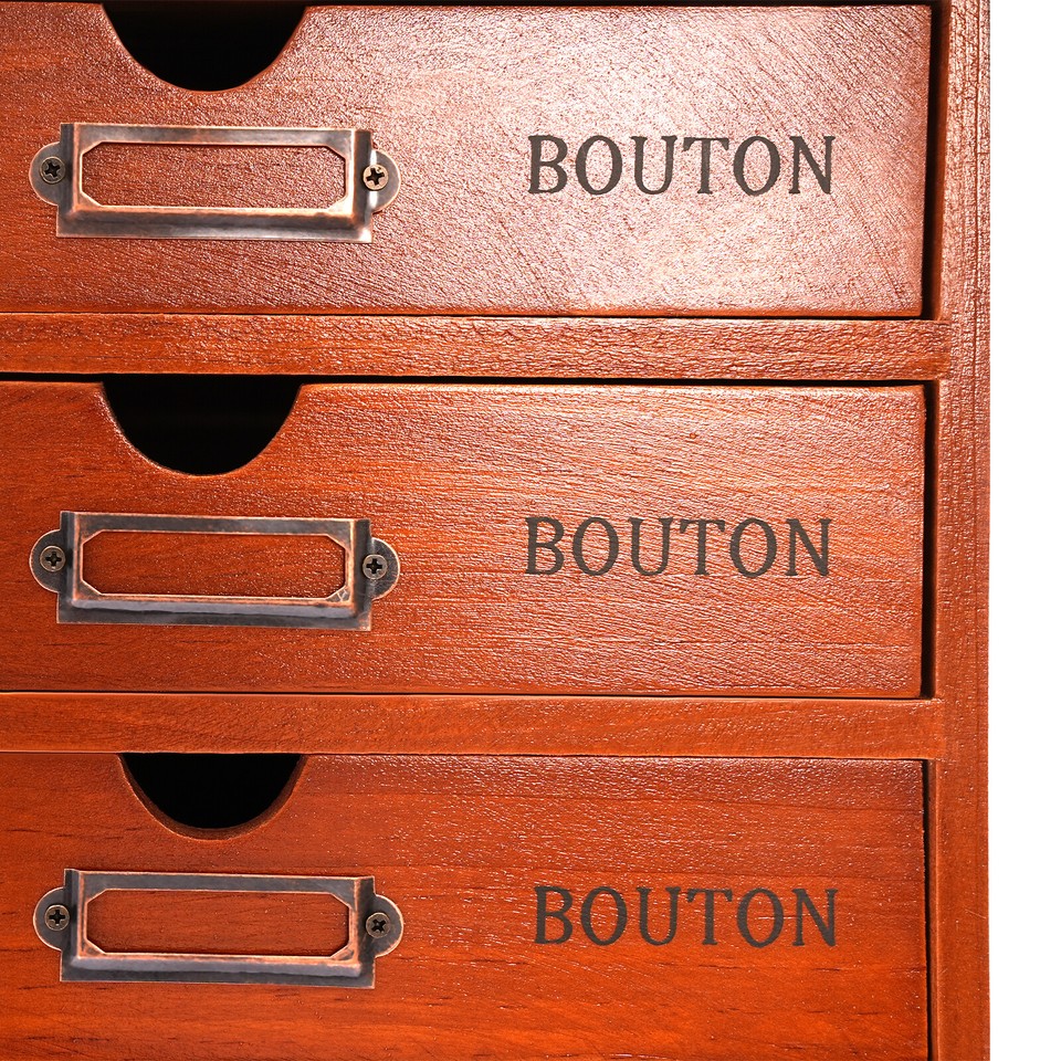 5-Drawer Wooden Desk Organizer, Storage Drawers Box Vintage Shelf ...