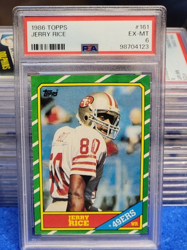 1986 TOPPS FOOTBALL #161 JERRY RICE ROOKIE RC PSA 6 Ex Mint GOAT SF ...