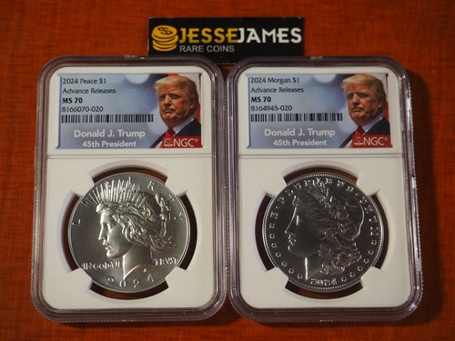 2024 SILVER PEACE & MORGAN DOLLAR NGC MS70 ADVANCE RELEASES DONALD ...