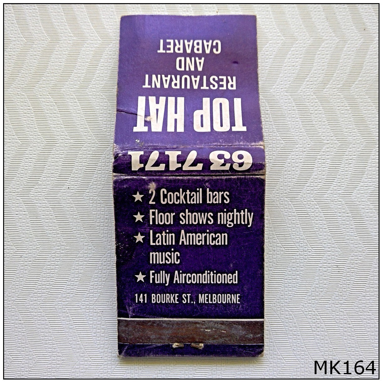 Top Hat Restaurant and Cabaret Melbourne Matchbook (MK164) | eBay
