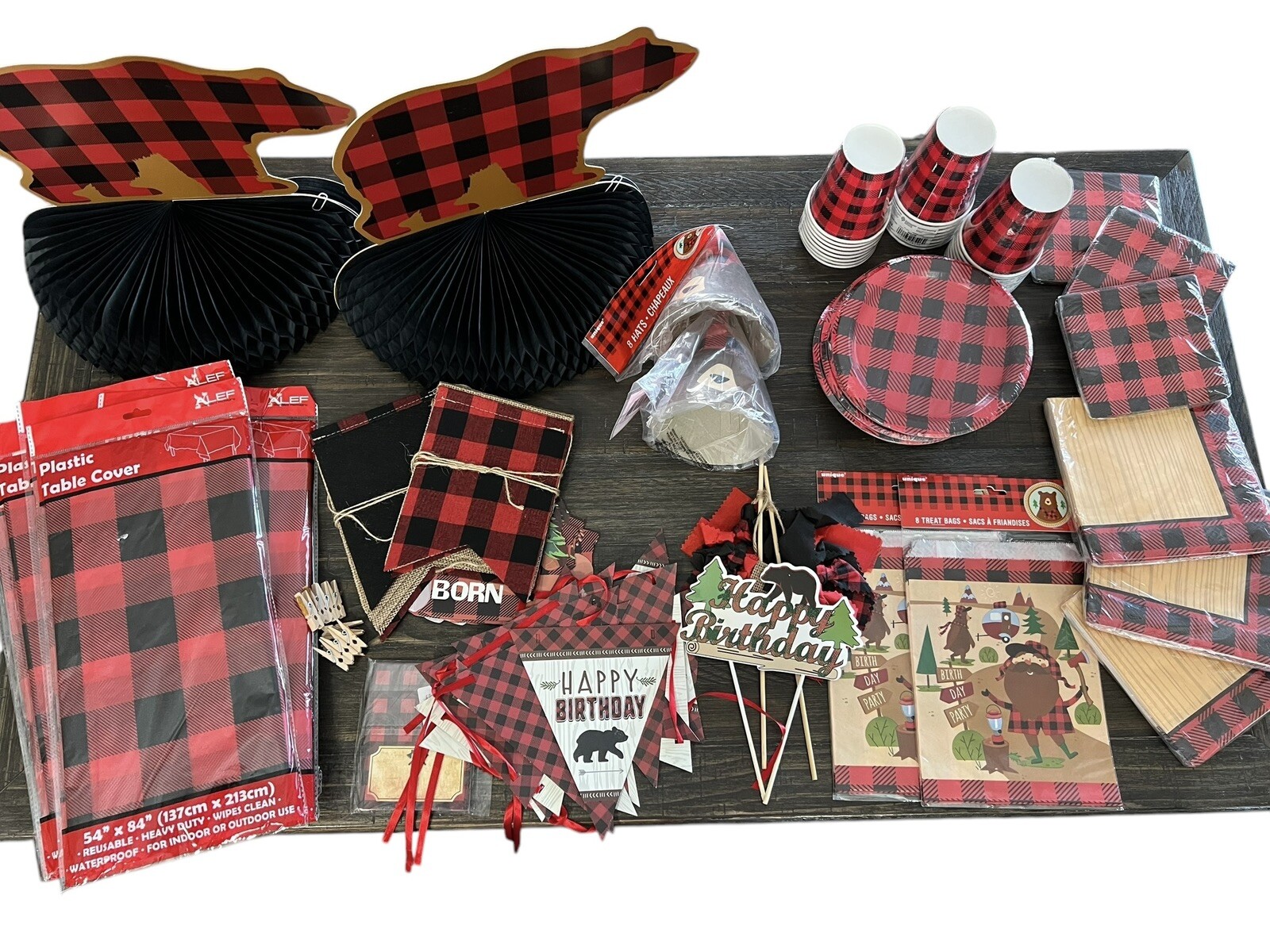 New Buffalo Plaid Lumberjack Party Supples Over 30 Pieces Birthday ...