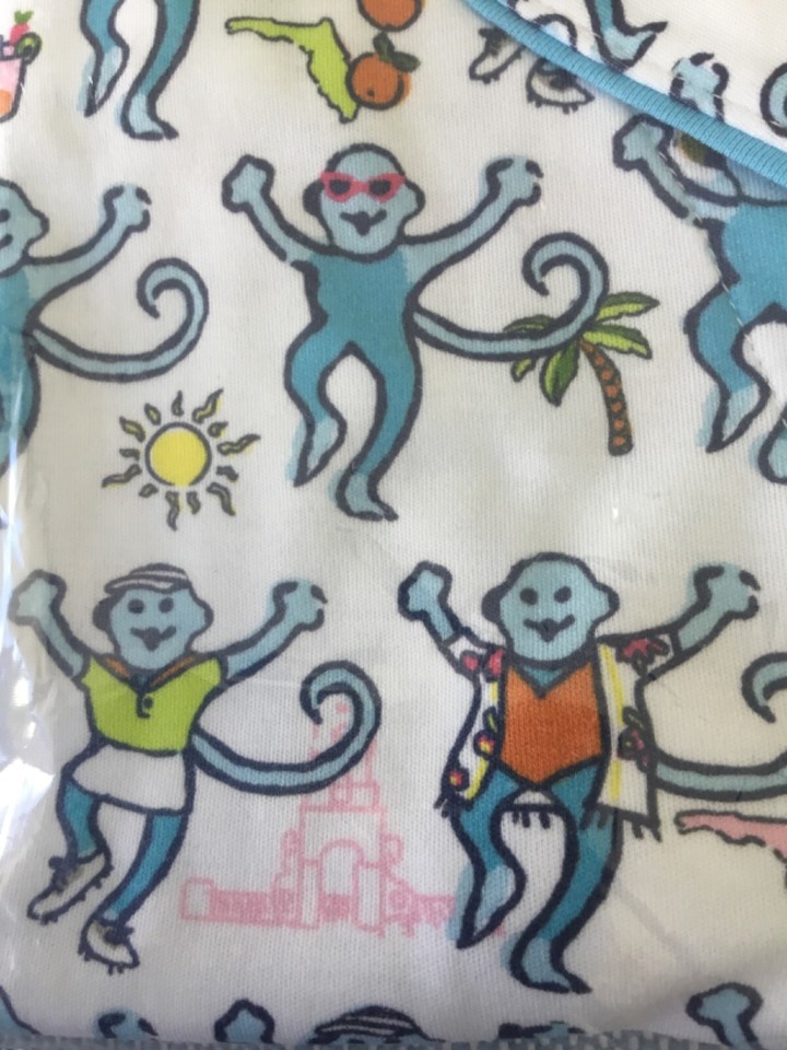 NEW NWT Roller Rabbit Palm Beach Blue Monkey Shorts Pajama Set PJ LIM ...