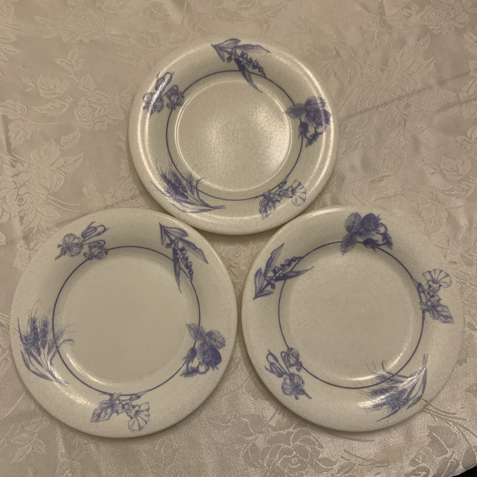 Vintage Arcopal France Blue & White Crackle Design 7.75" Plate (3 ...