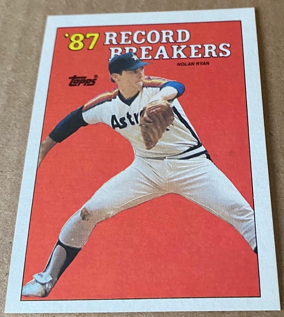 NOLAN RYAN HOF 1988 TOPPS '87 RECORD BREAKERS Card #6 NM-MT Condition ...