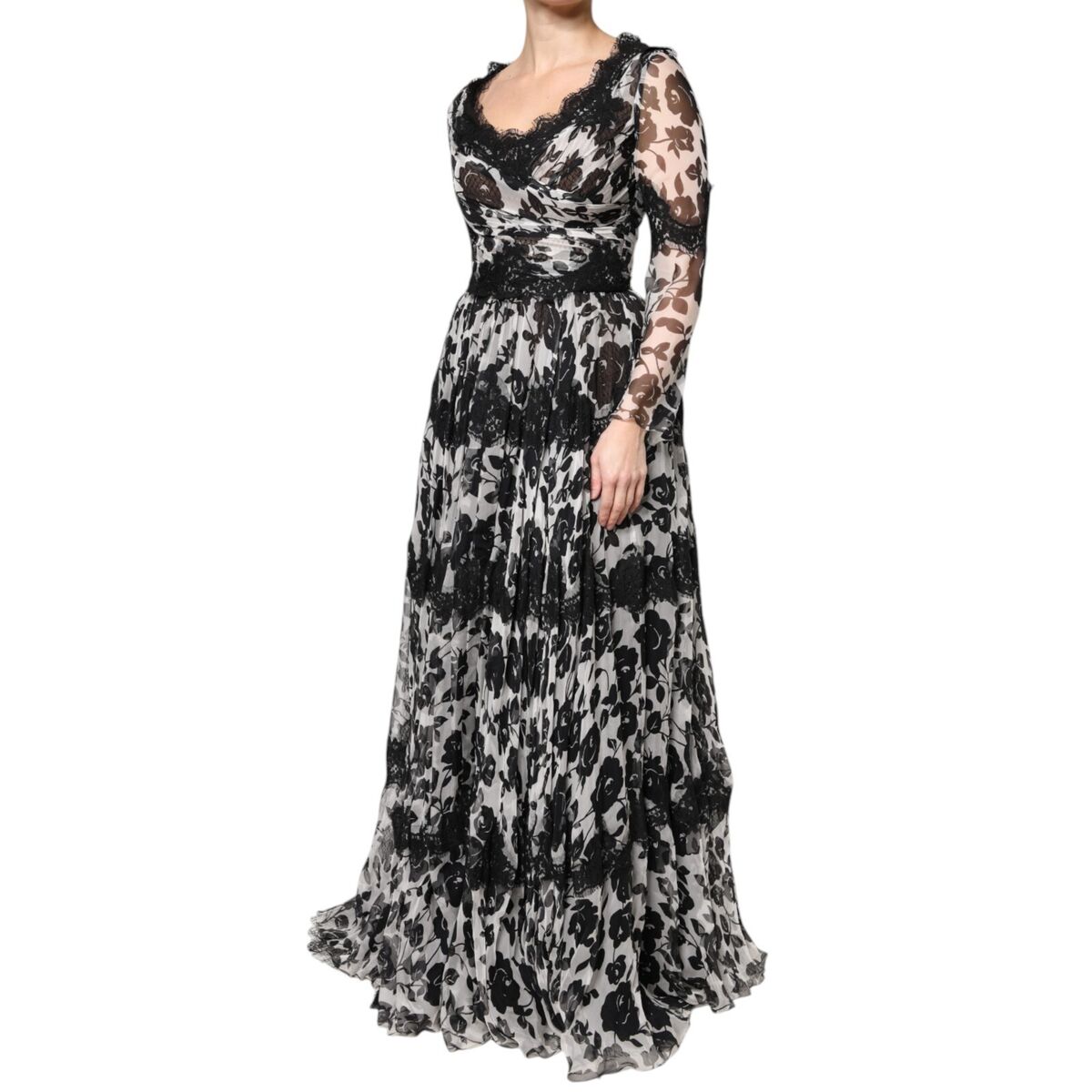 DOLCE & GABBANA Dress Black Silk Floral Lace Ricamo Ball DOLCE & GABBANA Dress Black Silk Floral Lace Ricamo Ball
