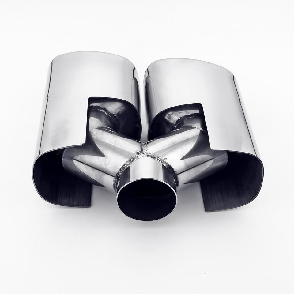 Pair Dual Square Slant Outlet Stainless Steel Exhaust Tips Dual Wall 8 ...