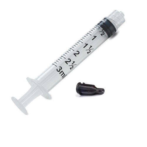 3cc 3ml INDUSTRIAL SYRINGES WITH BLACK TIP CAPS LUER LOCK CAPS 10 25 50 ...