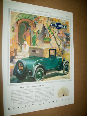 1927 Chevy Cabriolet Coupe-For her personal car-Fred Mizen ill.-large mag car ad | eBay