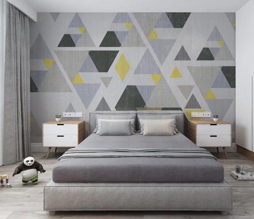 3D Gray Triangle ZHUA8691 Wallpaper Wall Murals Removable Self-adhesive ...