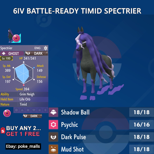 SPECTRIER | 6IV | TIMID | BATTLE-READY LEGENDARY | Pokemon Scarlet and ...