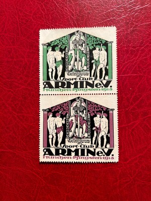 Germany pair of poster stamps Sport Club ARMINe. V. Munched Pfingsten ...