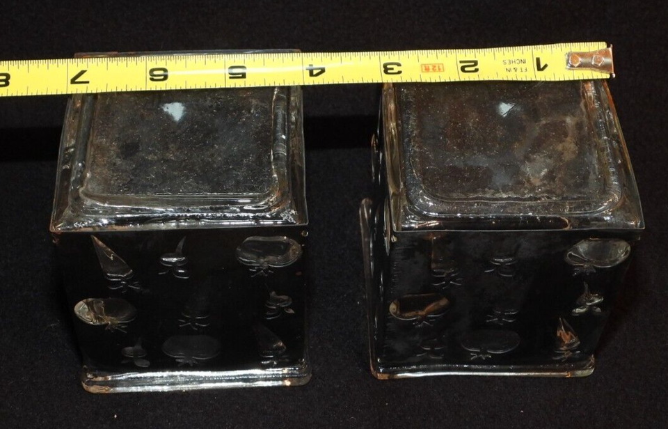 TWO Vintage 4-Sided Glass w/ Metal Overlay Candle Holder Veggie Glowing ...