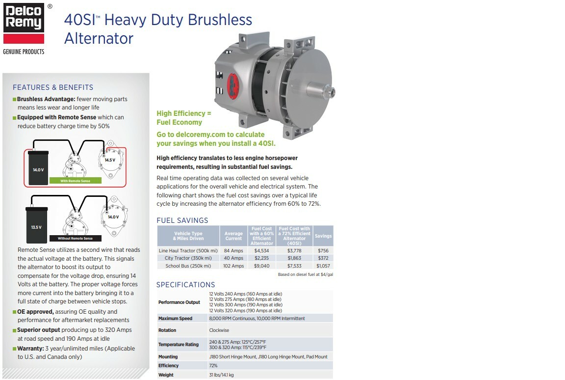 delco remy alternator 40SI 12V 240 AMPS PN 8600339 J180 Hinge | eBay