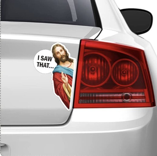 Set of 10 Funny Jesus Sticker "I Saw That" 3" Decal Comedy Satire Gift ...