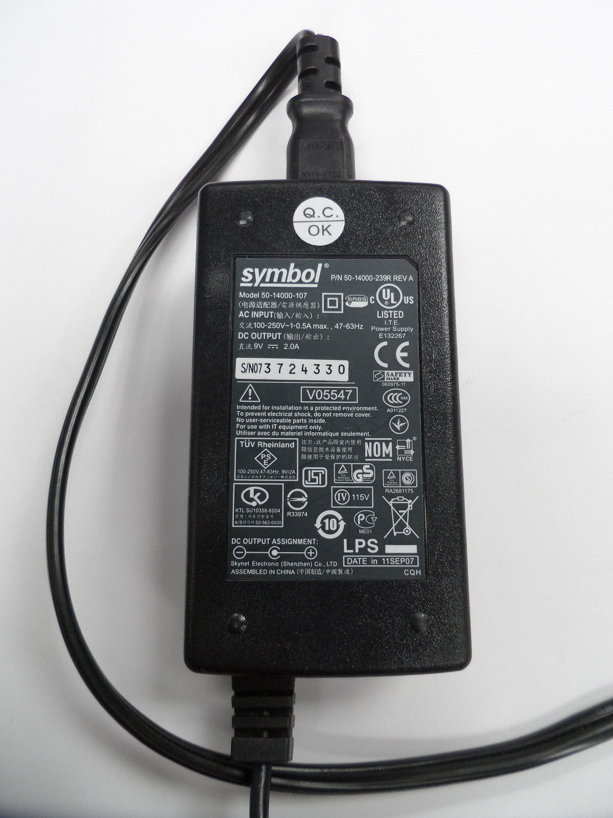 Symbol Barcode Scanner Power Supply 50-14000-107 AC Adapter Charger 9V ...