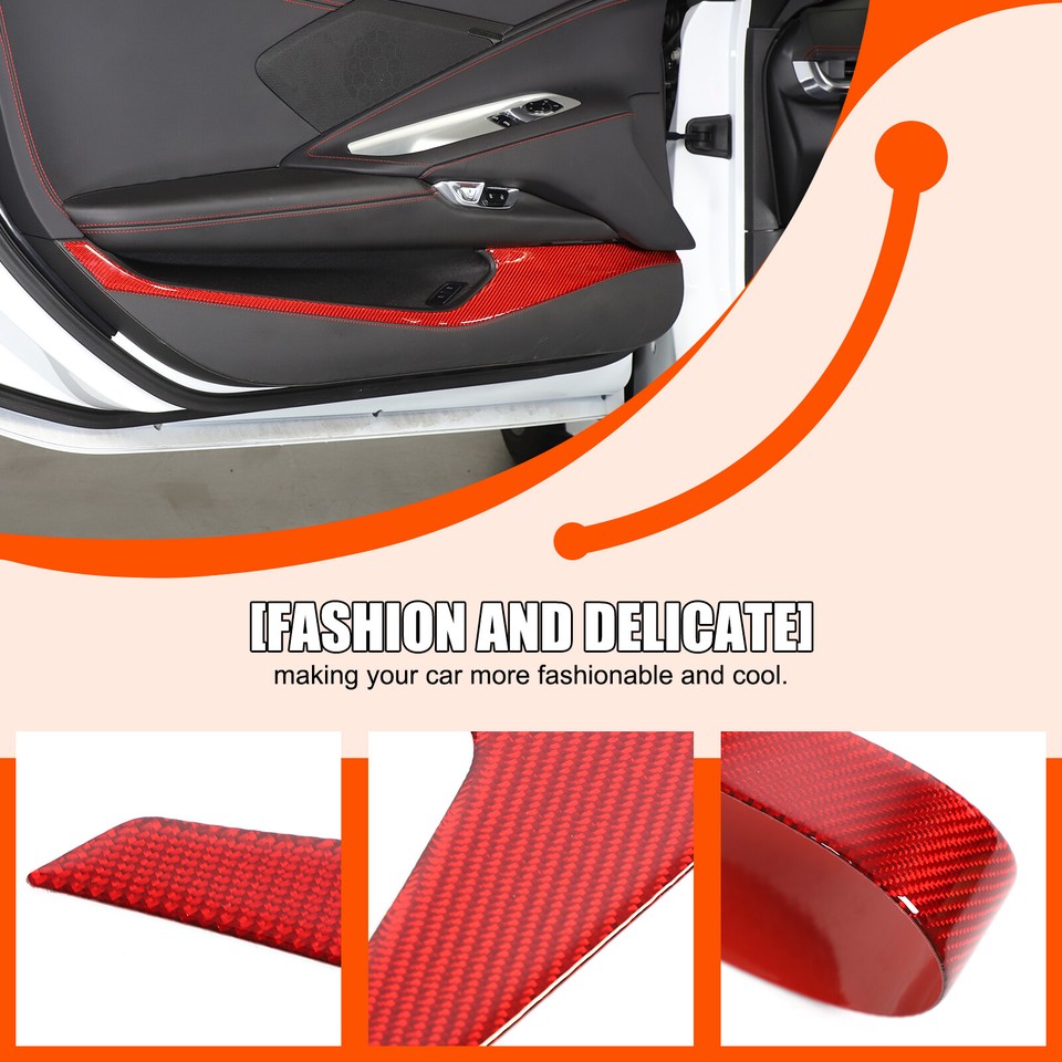 Red Carbon Fiber Inner Door Panel Sticker For Corvette C8 Z51 Z06 2020 ...