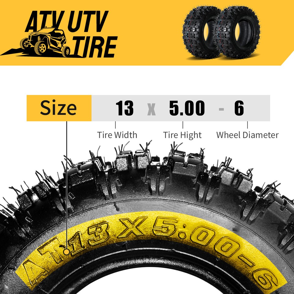 Set of 2 13x5.00-6 ATV Go Kart Tires All Terrain AT 2 Ply 13x5-6 ...