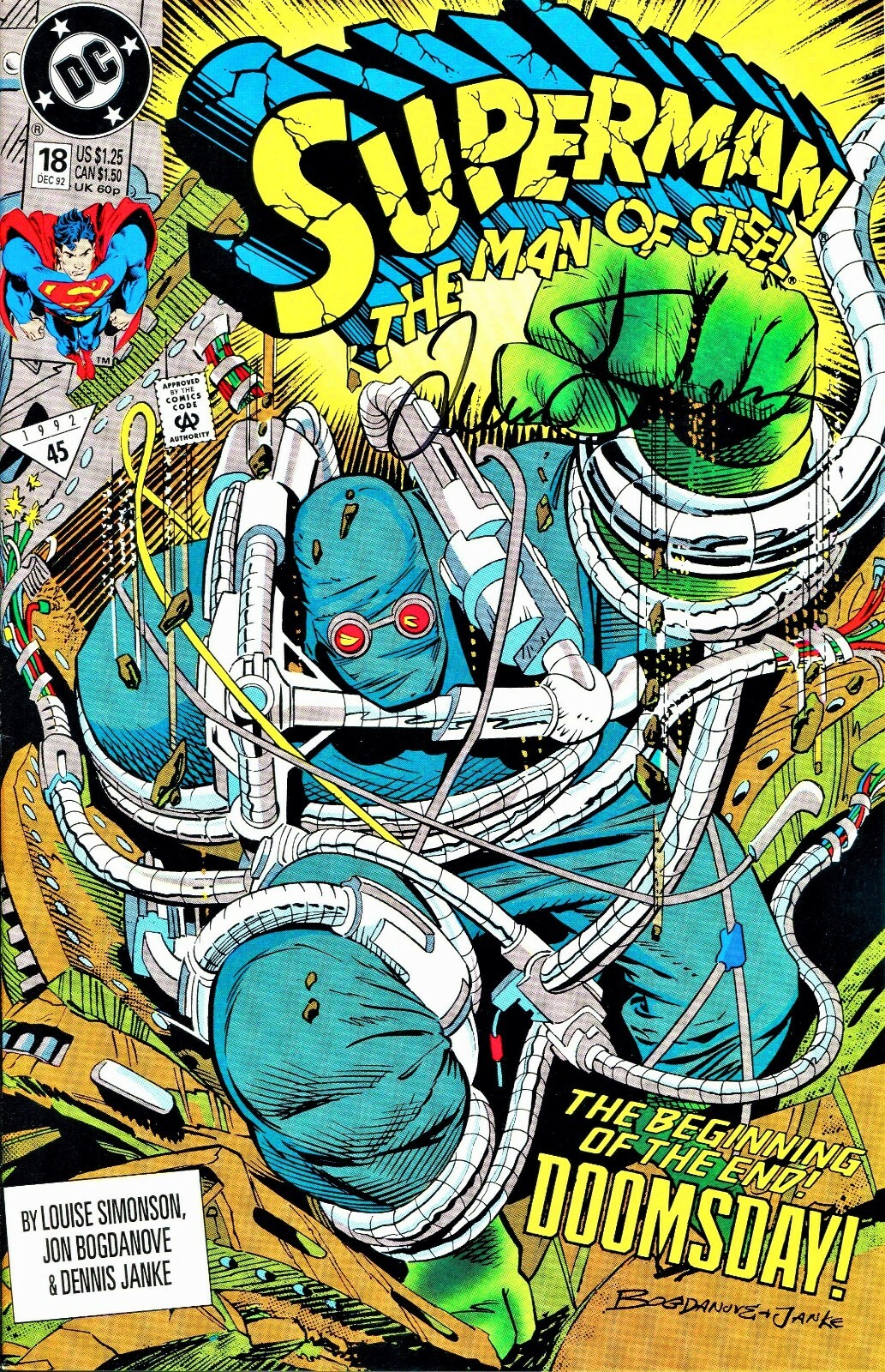 SUPERMAN THE MAN OF STEEL #18 DOOMSDAY 1ST APPEARANCE SIGNED BY LOUISE ...