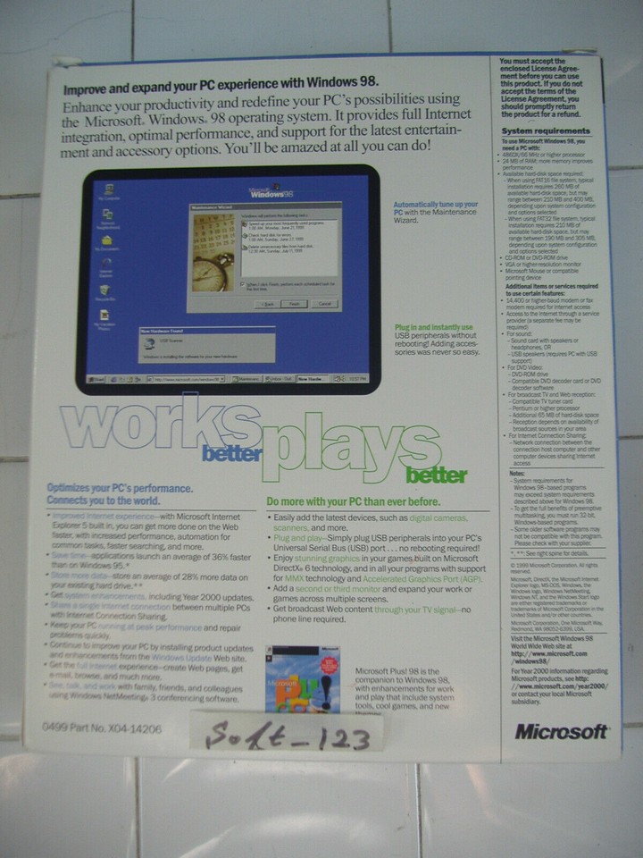 MICROSOFT WINDOWS 98 SECOND EDITION FULL OPERATING SYSTEM WIN 98 SE=NEW ...