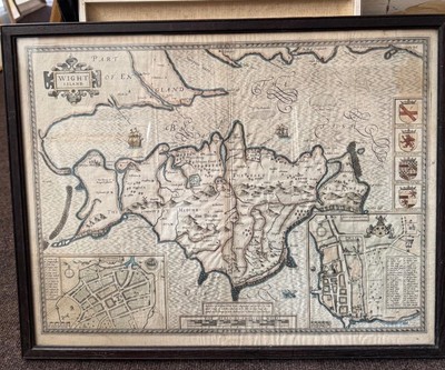 JOHN SPEED MAP ISLE OF WIGHT 1627 HAND COLOURED - GOOD CONDITION ...