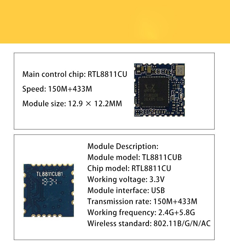 Pcb Board Adopts Sinking Gold Process Wifi Module Dual Frequency Wifi ...