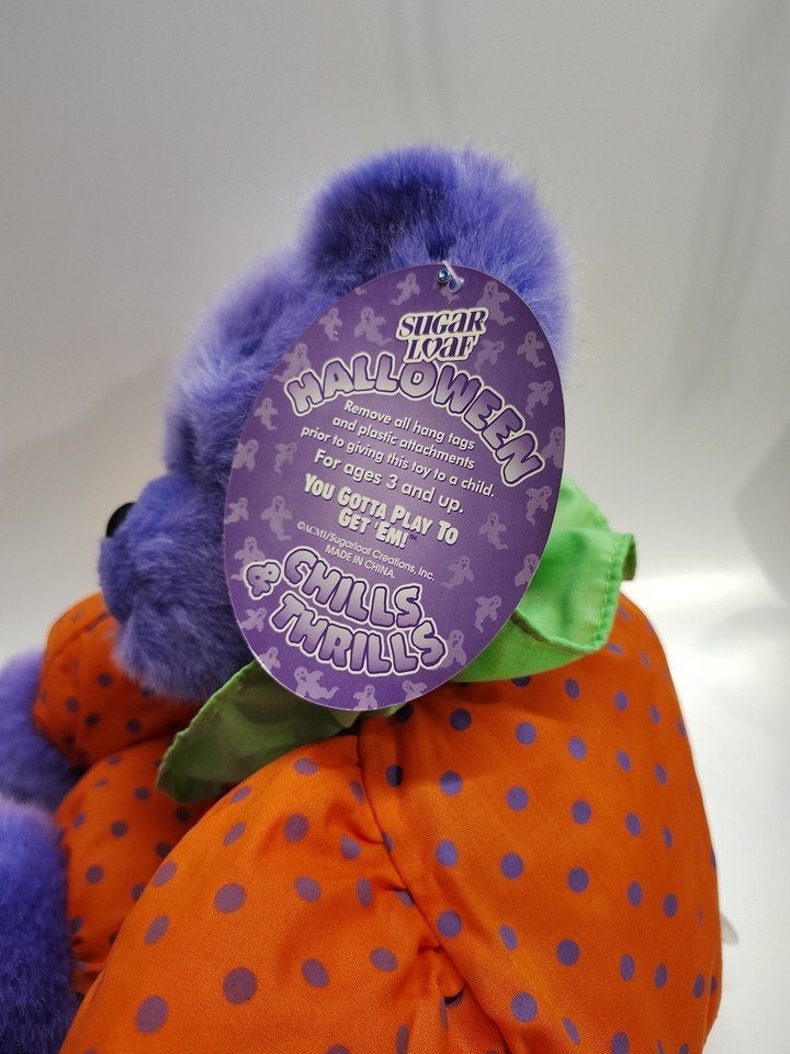 Sugar Loaf Toys Halloween Teddy Bear 14" Plush Purple Orange Stuffed ...