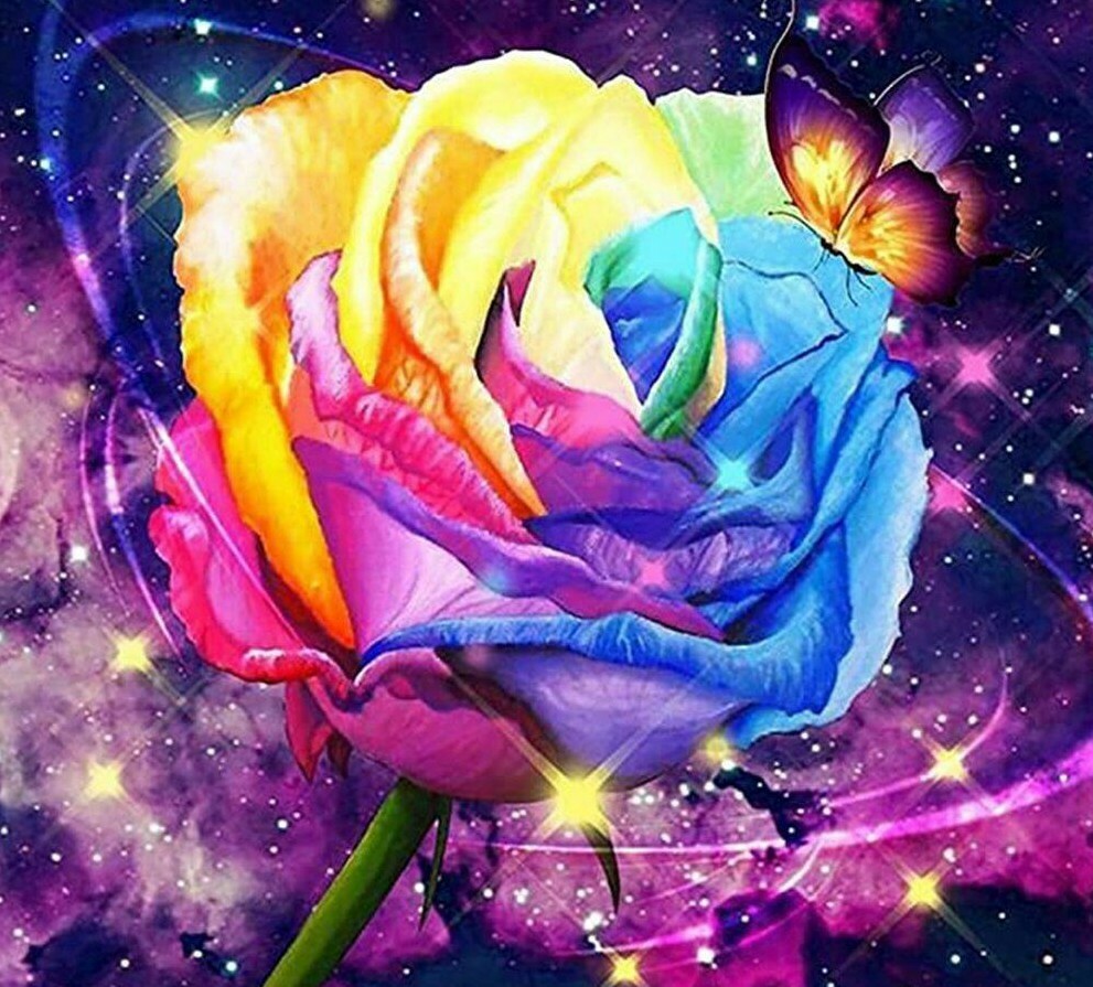 Rainbow Roses With Glitter