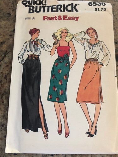 🌹 BUTTERICK #6530-LADIES 1980's TWO LENGTH PULL ON SKIRT & SASH PATTERN ...