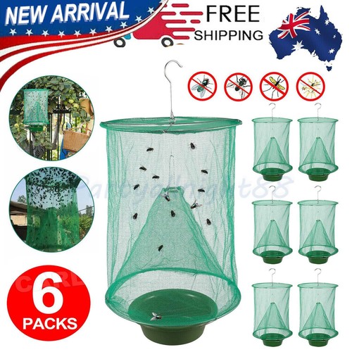 6X Pack Fly Trap Net Cage Trap Hanging Catcher Insect Ranch Pest Killer ...