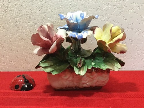 VTG Capodimonte Porcelain Bowl of Roses Centerpiece "N" Crown Backstamp ...