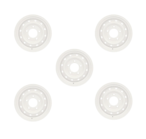 5x Wolf Steel Rims 16" x 6.5" WHITE 0 OFFSET HD Land Rover Defender ...