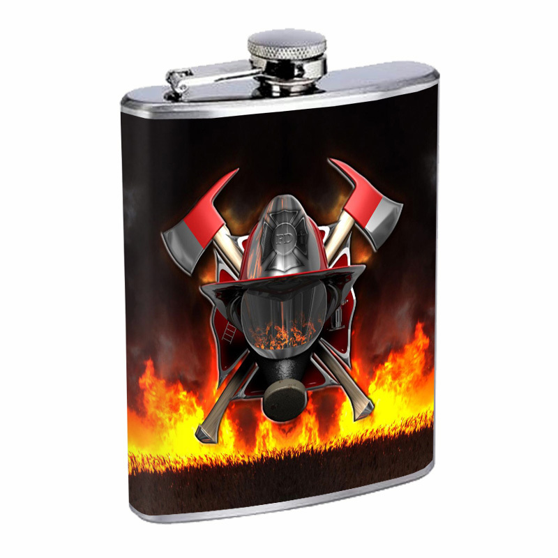 Firefighter D18 Flask 8oz Stainless Steel Hip Drinking Whiskey | eBay