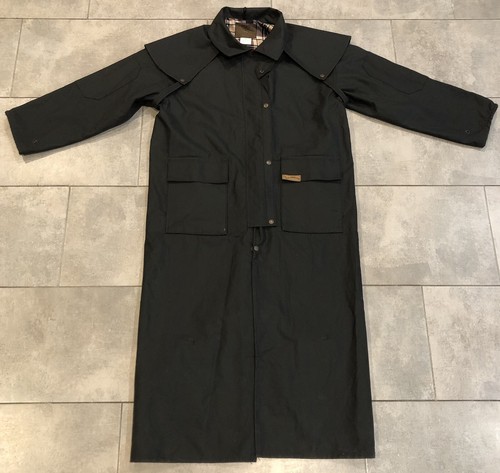 VTG Australia Stockman Drover Waxed Cotton Black Canvas Long Duster ...