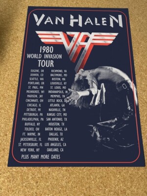 Van Halen 1980 World Invasion Tour Dates Cardstock Concert Poster 12" x ...