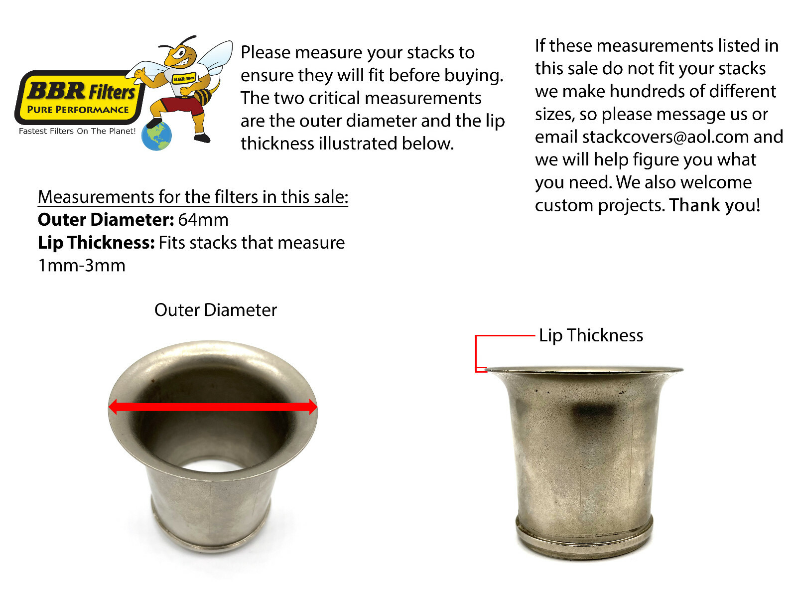 Velocity Stack Filters Covers Weber 44/48 45/48 IDF DCOE BBR Filters ...