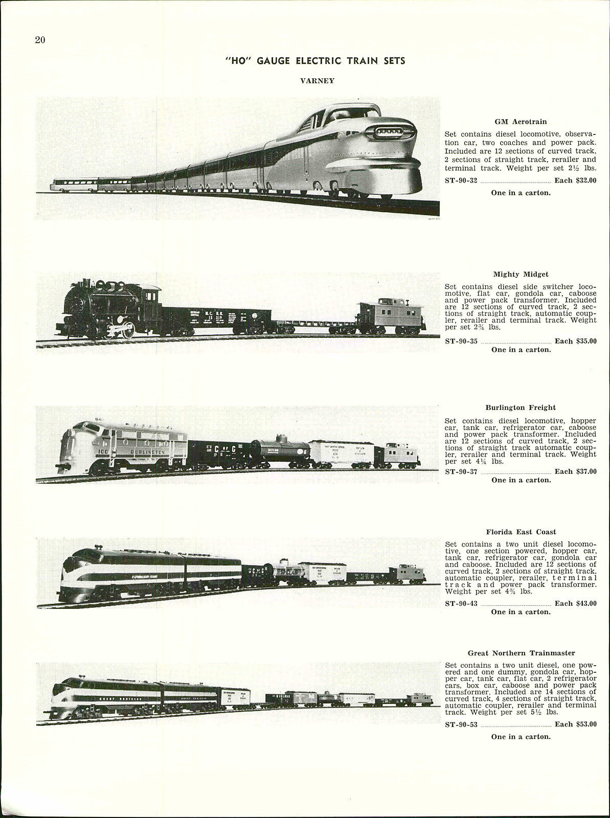 1956 ADVERT 2 Page Varney HO Electric Train Toy Train Set GM Aerotrain ...