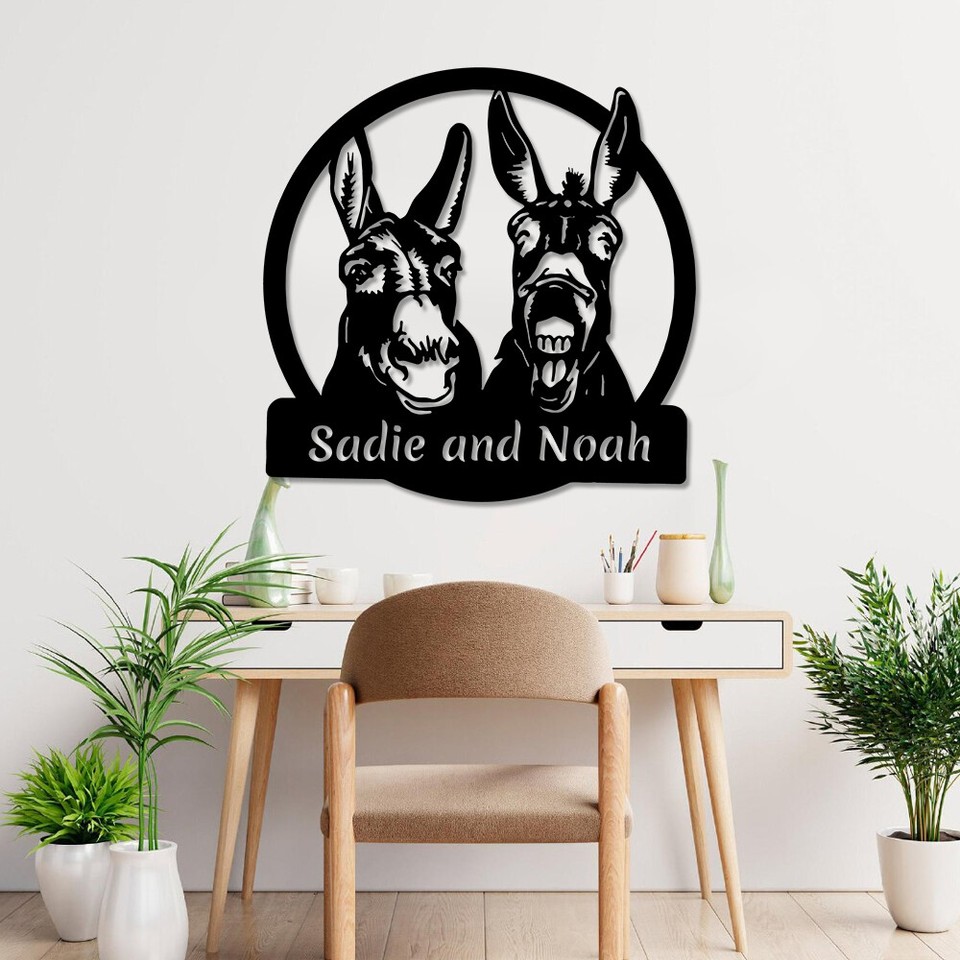 Personalized Donkey Metal Name Sign, Custom Donkey Farm Wall Art Decor ...