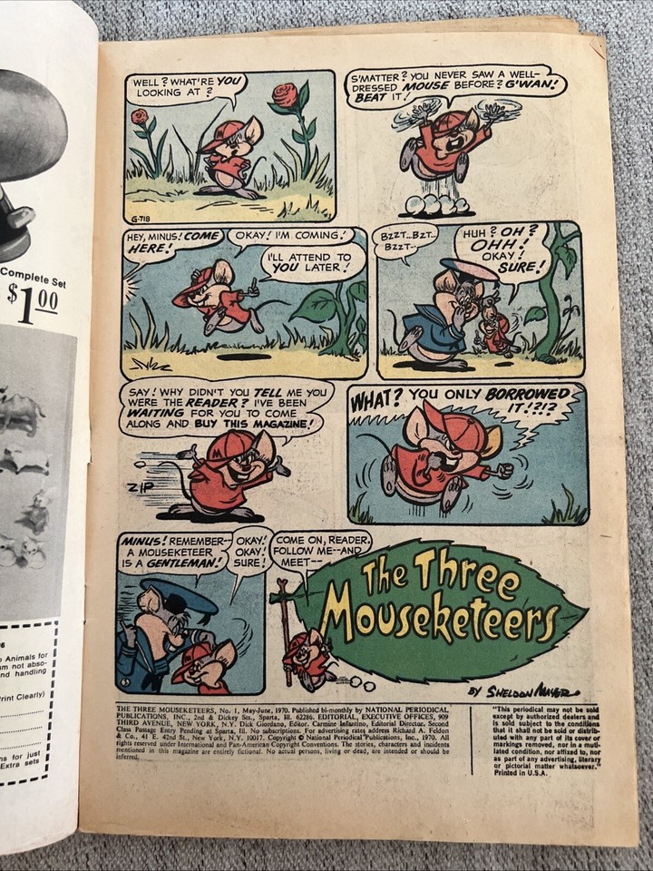 THE THREE MOUSEKETEERS Issue #1 (May-June 1970) DC Comics Second Series ...
