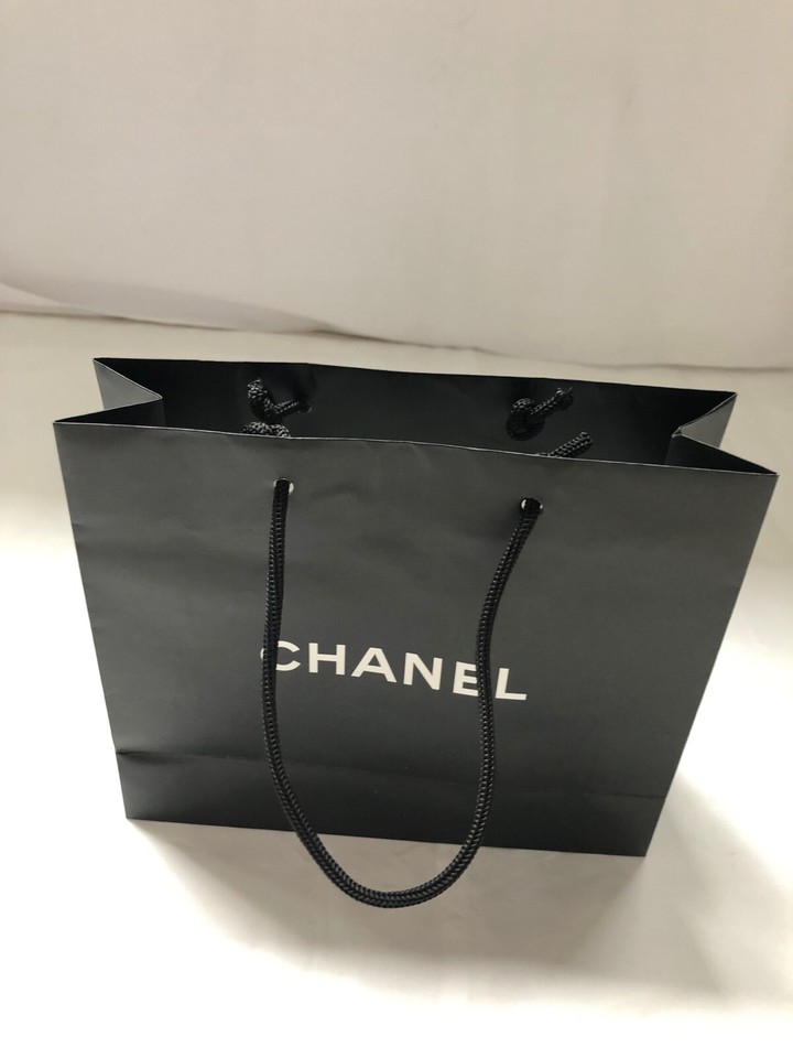 Authentic Chanel Paper Shopping Bag Reusable Black 7.2" x 8.4" x 2.6 ...
