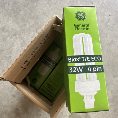 Lot of 5 GE Biax T/E Eco 32W 4 Pin CFL Fluorescent Light Bulb Dimmable ...