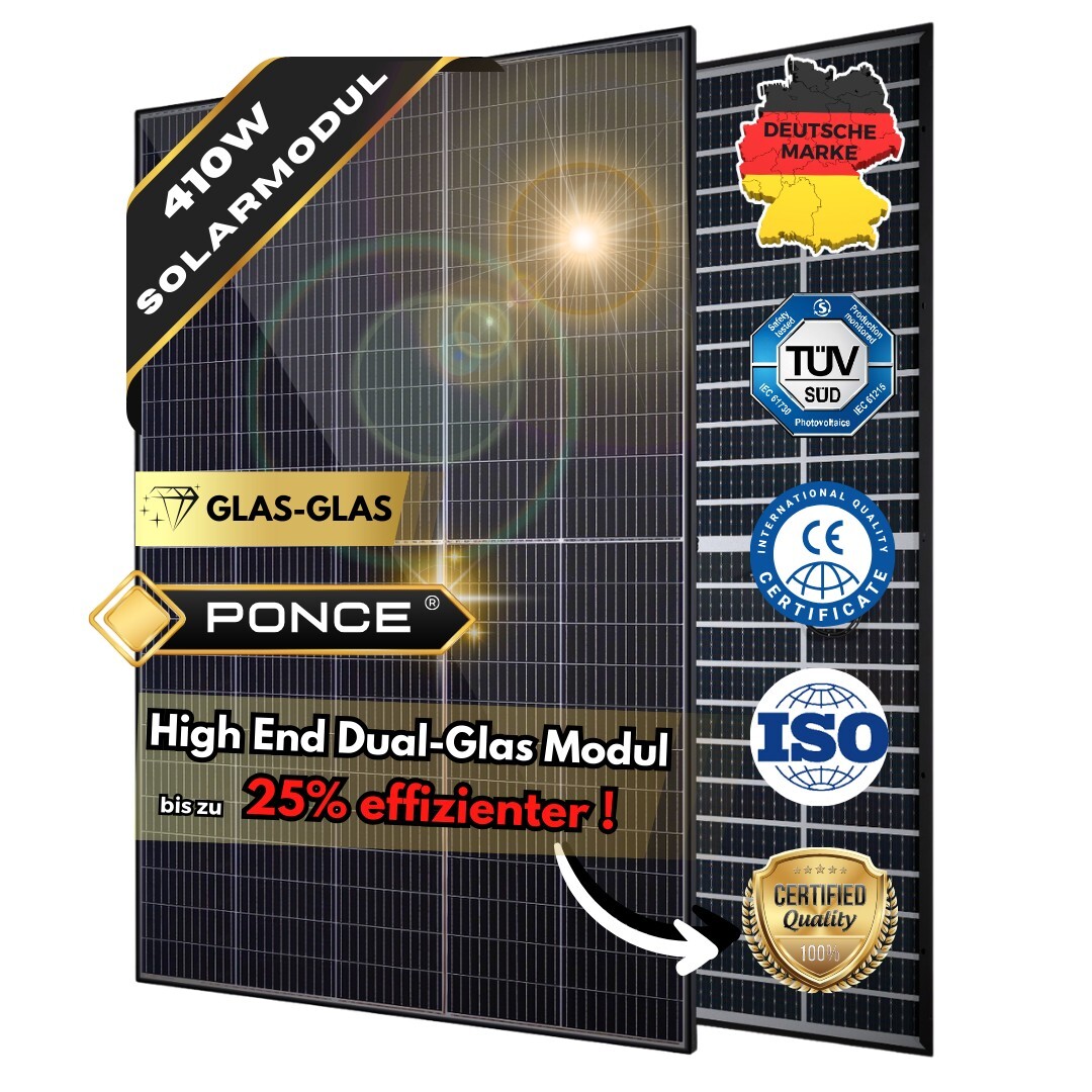 PONCE® 410W High-End Solar Module Glass/Glass Bifacial Solar Panel ...