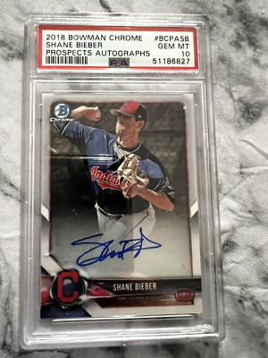 2018 Bowman Chrome Shane Bieber Auto RC PSA Gem 10 | eBay