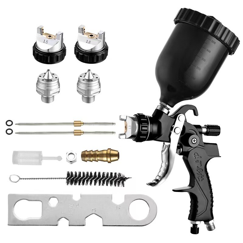 HVLP Air Paint Spray Gun Kits Gravity Feed Car Auto Primer 1.3/1.5/1 ...