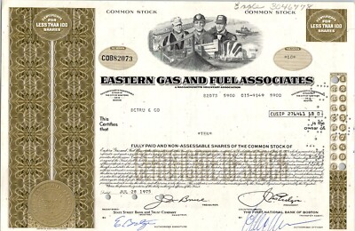 EASTERN GAS AND FUEL ASSOCIATES......1975 COMMON STOCK CERTIFICATE | eBay