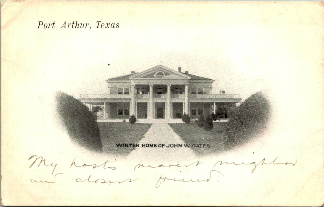 Postcard Winter Home of John W Gates Port Arthur Texas | eBay