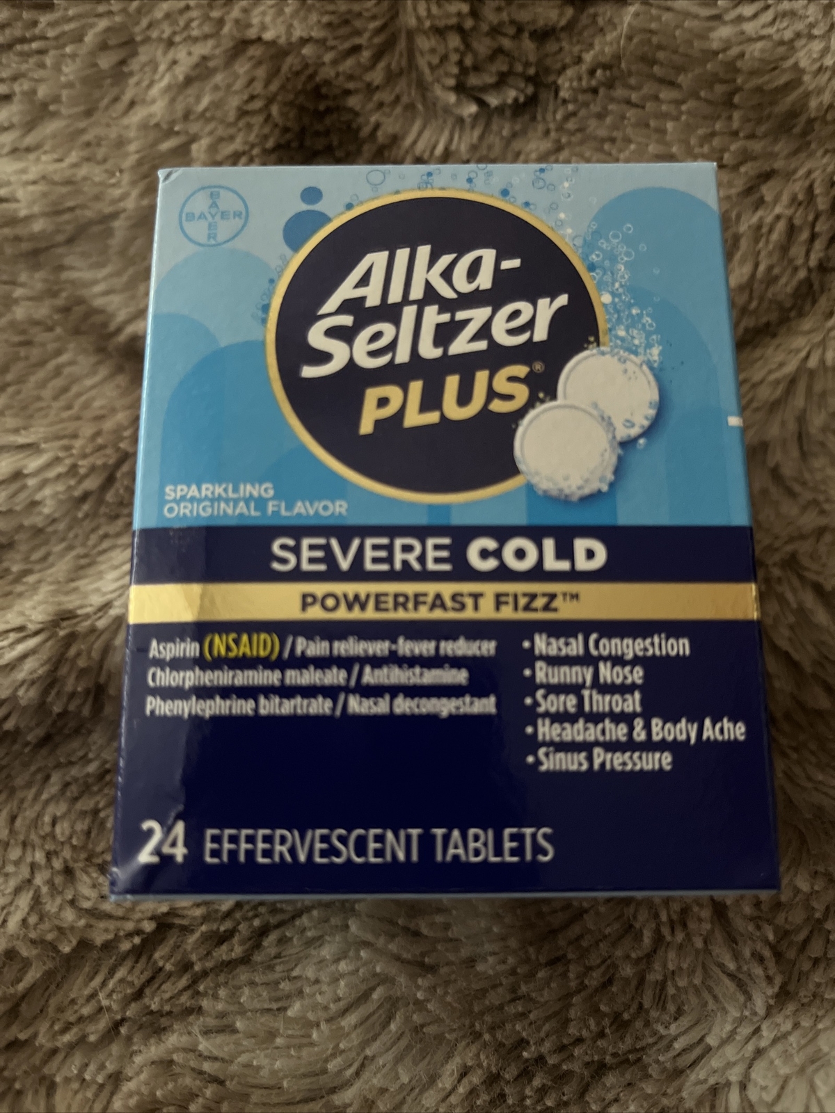 56 ALKA-SELTZER PLUS Severe Cold Sparkling Original POWERFAST Fizz READ ...