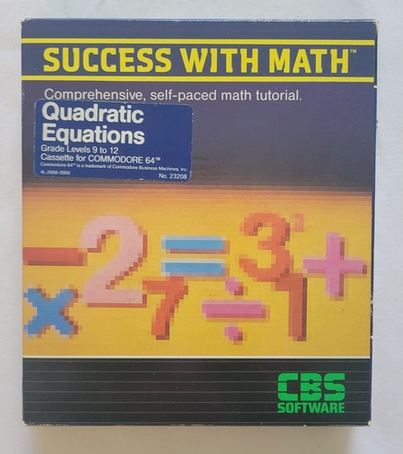 1983 Success with Math - Quadratic Equations Tutorial for Commodore 64 ...