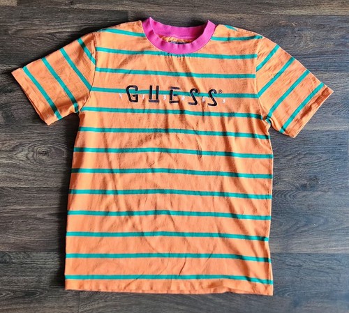 GUESS x J Balvin T-Shirt Men Medium Vibras Orange Green Stripe ...
